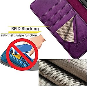 DuckSky for iPhone 14 Pro 6.1" Genuine Leather Wallet case 【RFID Blocking】【4 Credit Card Holder】【Real Leather】 Flip Folio Book Phone case Protective Cover Women Men for Apple 14Pro 5G case Purple