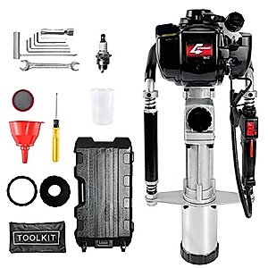 HIGOSPRO Gas Powered 4-Stroke T Post Driver Hammer Drills, 37.7CC Gasoline Engine Pile Driver, Air Cooling Single Cylinder Gasoline Petrol Garden Fencing Tool Machine with 2 Post Driving Head