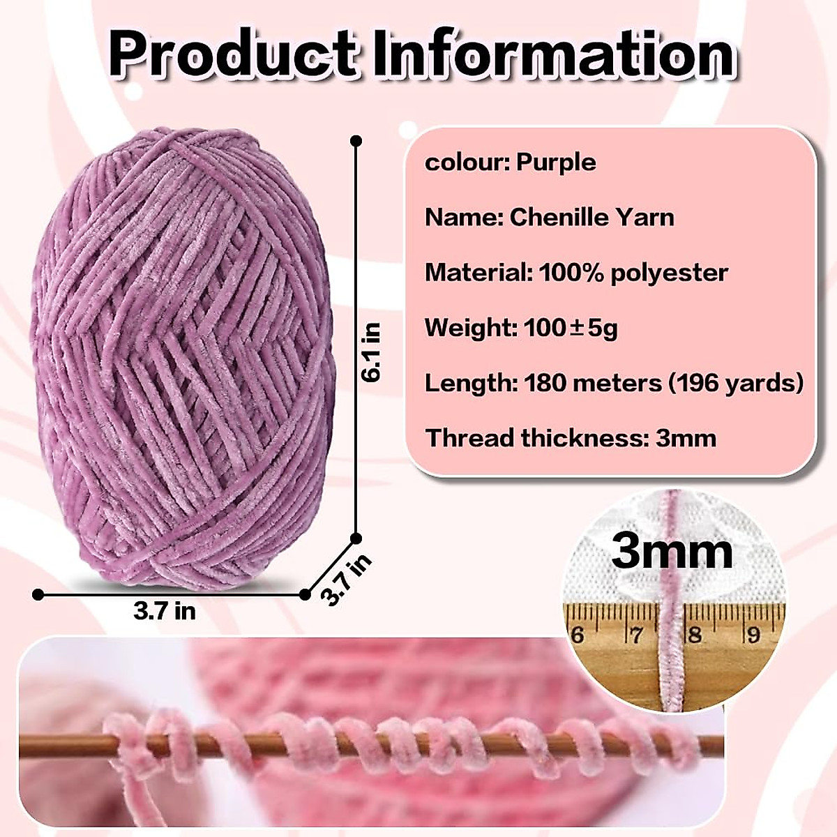 1 PCS 100g Soft Chenille Yarn Velvet Yarn for Crocheting,Fluffy Yarn for Knitting and Crochet DIY Craft,Warm Yarn for Bag Hat Scarve Clothe Gloves Slippers Doll（Brown）