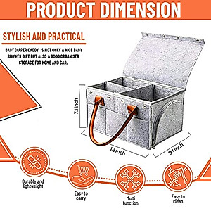 HayesLynn Baby Diaper Caddy Organizer - Baby Registry Search Tote Bag Storage Basket - Bin Car Diaper Baby Bag Portable with Lid and Removable Dividers - Changing Table Shower Caddy Bag