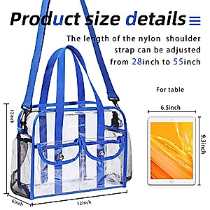 MOFASVIGI Clear Bag Stadium Approved, Waterproof Roomy Transparent Bag, PVC Lightweight Tote Bags for Work, Concerts, Stadium, Men, Women Clear Bag 12x6x12