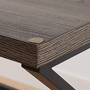 HSH Rustic Grey Computer Desk, Metal and Wood Home Office Desk, Industrial Modern Vintage Work Study Writing Table for Livingroom Bedroom, Farmhouse Oak PC Desk, Wooden Computer Table, Gray 47 Inch