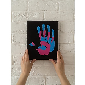 CHERRY CHEERS DIY Couples Canvas Handprint kit, Lovers Customized Special Moments Handmade Gift, Anniversary, Valentine Day Keepsake Gifts Non-Toxic Paints (Black)