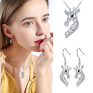 Giraffe Earrings 925 Sterling Silver Celtic Giraffe Dangle Drop Earrings Jewelry Gifts for Women Girls Girlfriend Birthday