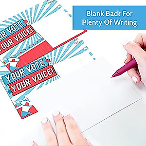 T MARIE 100 Bulk Voter Postcards 4x6” - Your Vote Your Voice, Red, White and Blue Theme With Blank Back for Message to Voters - Encourage Voting In Your State
