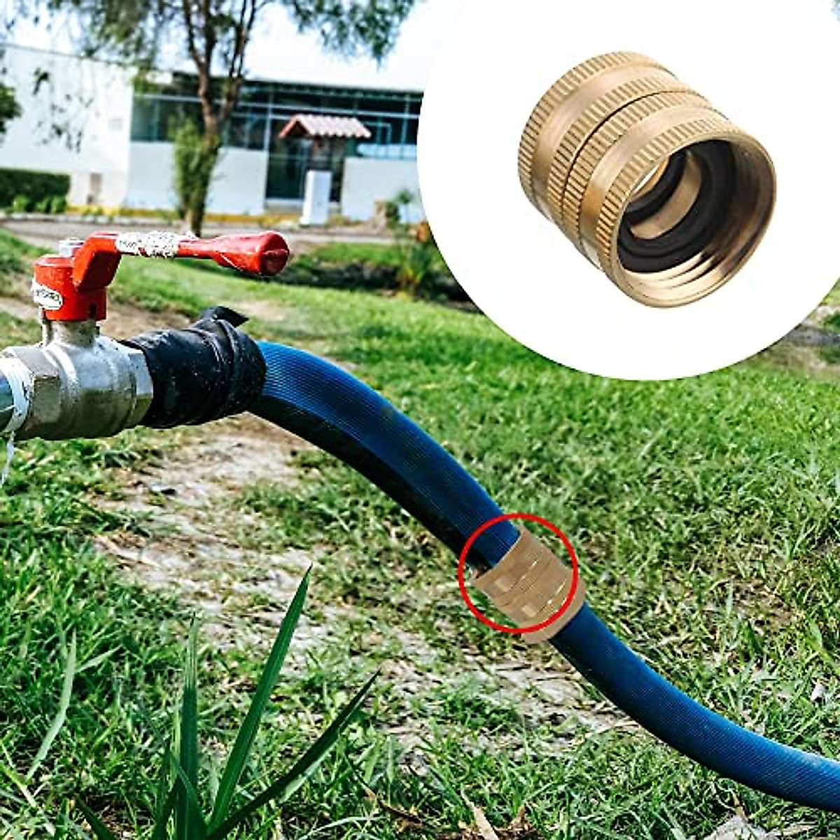 Hourleey 3/4" Brass Garden Hose Adapter | Female to Female 2 Pk
