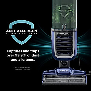 Shark NV151 Navigator Pro Complete Upright Vacuum with HEPA Filtration, Swivel Steering, Power Brush, Crevice Tool & Upholstery Tool, for Pet Hair & Multi-Surface Cleaning, Navy, 0.87 Qt. Dust Cup