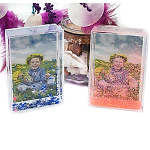 Glitter Picture Frames, Floating Sparkle, 2X3 Pink Picture Frame, Water Clear Plastic Cute Photo Frame, Tabletop&Tabletop Photo Display, for Girls Baby Family Best Friends (Pink)