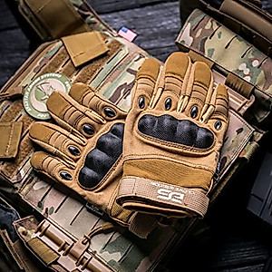 Glove Station - Tactical Shooting Hard Knuckle Gloves for Men and Woman with Touchscreen Fingers - Durable and Comfortable Hand-Gear for Outdoor Work Shooting and Hunting - Green/X-Large