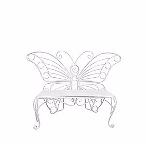Hi-Line Gift Ltd Garden Décor Butterfly Bench, 60 by 18 by 42-Inch, White