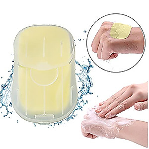 FUELEGO 50 Pieces Portable Soap Sheets Disposable Safe Water Soluble Hand Washing Bath Scented Soap Paper for Travel Outdoor Camping Hiking