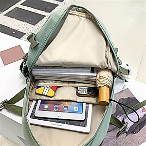 Maioloq Kawaii Backpack with Cute Bear Plush Pin Accessories Large Capacity Aesthetic School Bags Cute sage green Bookbag for Girls Teen-sage Green 111