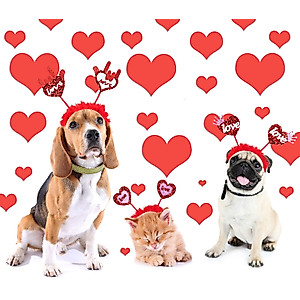 Whaline 4Pcs Valentine's Day Headbands Glitter Red Heart Lip Bopper Headband Love Hair Hoop Head Bopper Holiday Hair Accessories for Valentine's Day Wedding Birthday Party Favor Gift Photo Booth