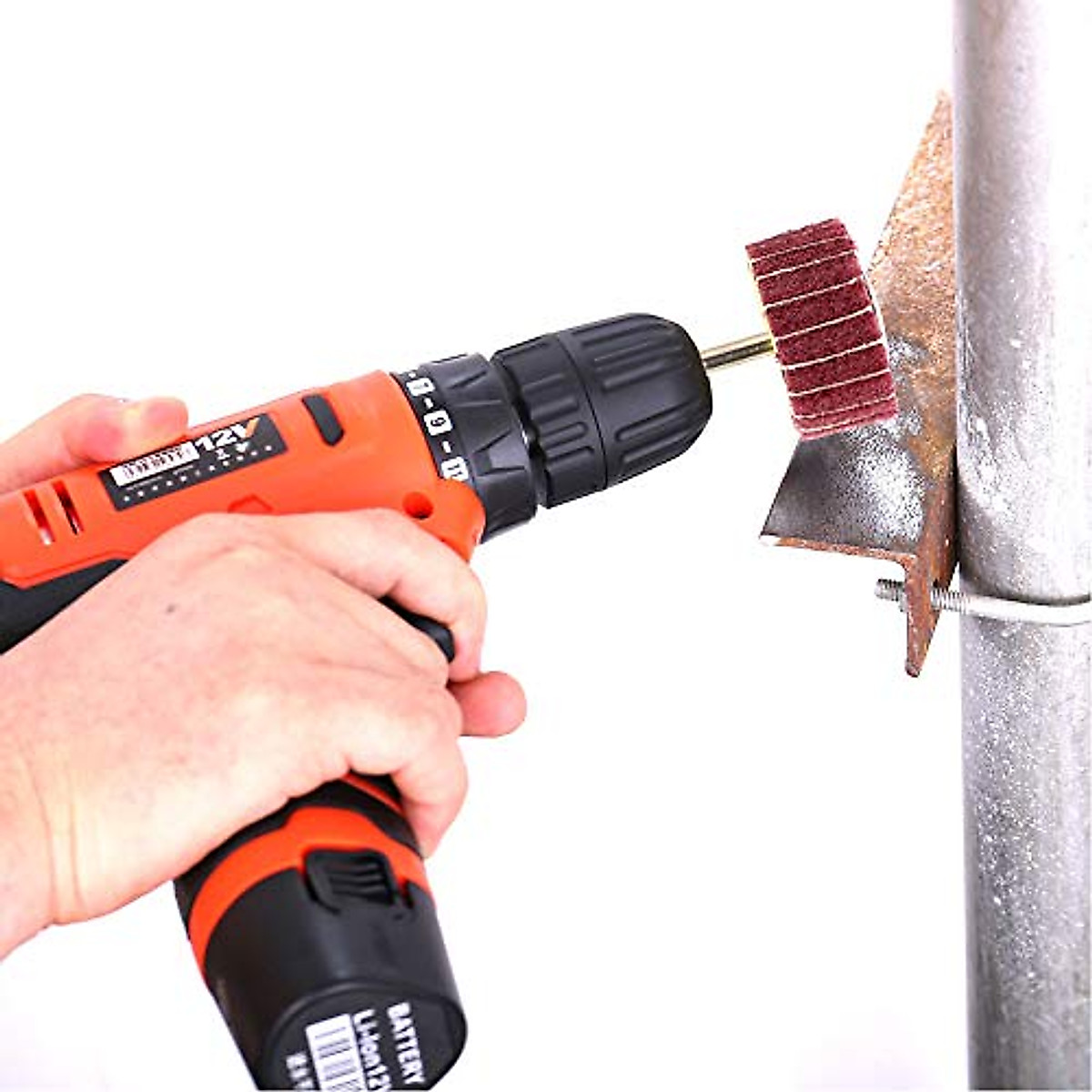 SCOTTCHEN Abrasive Flap Wheel Sander 2"x1" x 1/4" Shank Mounted Non-woven Interleaves for Drill Grit 40/60/80x2/120 - 5 Pack