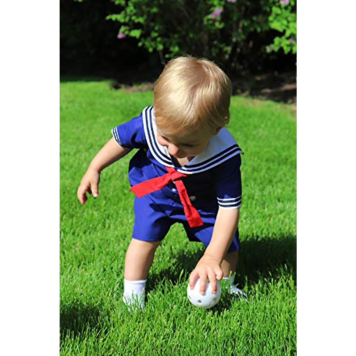 Petit Ami Baby Boys’ 2 Piece Nautical Bobby Suit with Collar, 18 Months, Navy