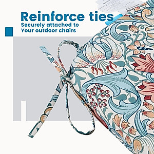 ARTPLAN Bright Floral Outdoor/Indoor Seat Cushions Set of 4,17"x16"x2" Patio ChairPad with Ties,Foam Fill,Square Round Corner Weather, Fade Resistant and Replacement,Pattern