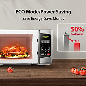 TOSHIBA EM925A5A-SS Countertop Microwave Oven, 0.9 Cu Ft With 10.6 Inch Removable Turntable, 900W, 6 Auto Menus, Mute Function & ECO Mode, Child Lock, LED Lighting, Stainless Steel