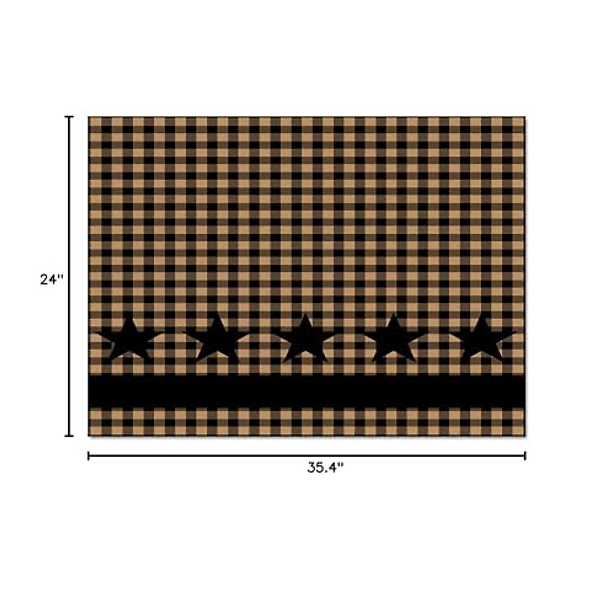 Retro Country Star Area Rug, Brown Black Buffalo Plaid Decorative Rug, Easy Clean Carpet with Anti-Slip Backing for Bedroom Living Room Dining Room Office 3ftx2ft