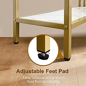 AT-VALY 6 Tier Bookcase Bookshelf, 72.4”Tall Modern Freestanding Bookshelf with 6 Shelves, Faux Marble Open Display Storage Book Shelves for Living Room Bedroom Home Office (Gold)