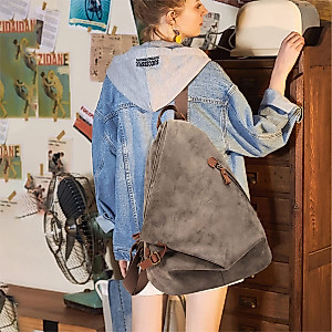 KL928 PU Leather Vintage Backpack – Large Casual Daypack Outdoor Travel Rucksack Hiking Backpacks for Men Women