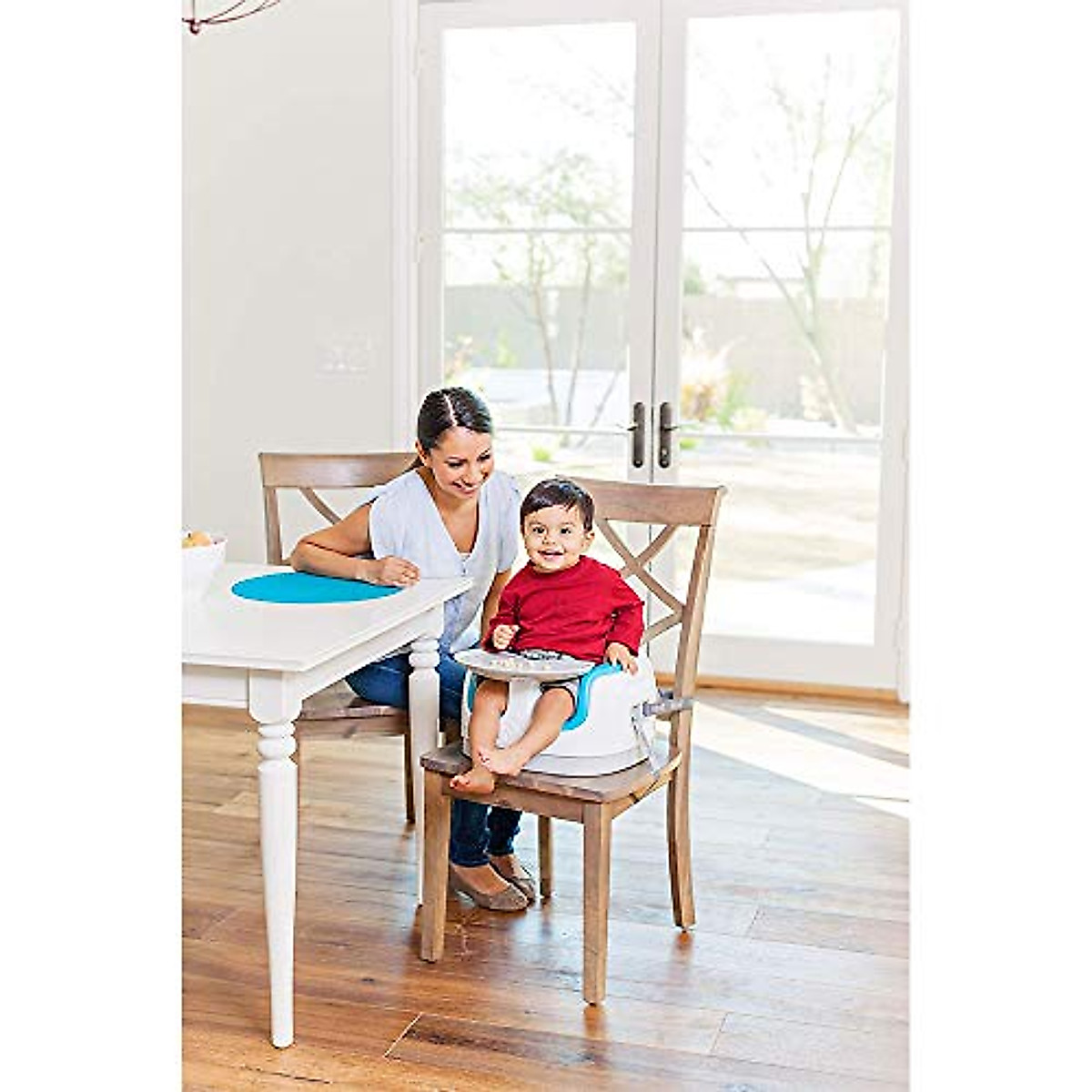 Bumbo Baby Toddler Adjustable Height 3 in 1 Non Slip Multi Seat High Chair Booster with Tray and Safety Straps, Ages 6 to 36 Months, Cool Gray