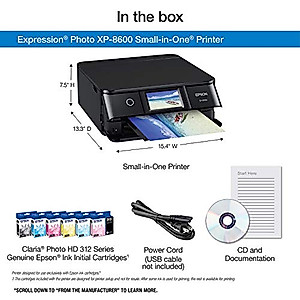 Epson Expression Photo XP-8600 Wireless Color Photo Printer with Scanner and Copier Black,Small (Renewed)