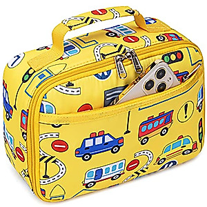 Lunch Box Kids Boys Insulated Lunch Cooler Bag Reusable Lunch Tote Kit for School Travel (Yellow City Street)