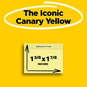 Post-it Mini Notes, 1.5x2 in, 12 Pads, America's #1 Favorite Sticky Notes, Canary Yellow, Clean Removal, Recyclable (653)
