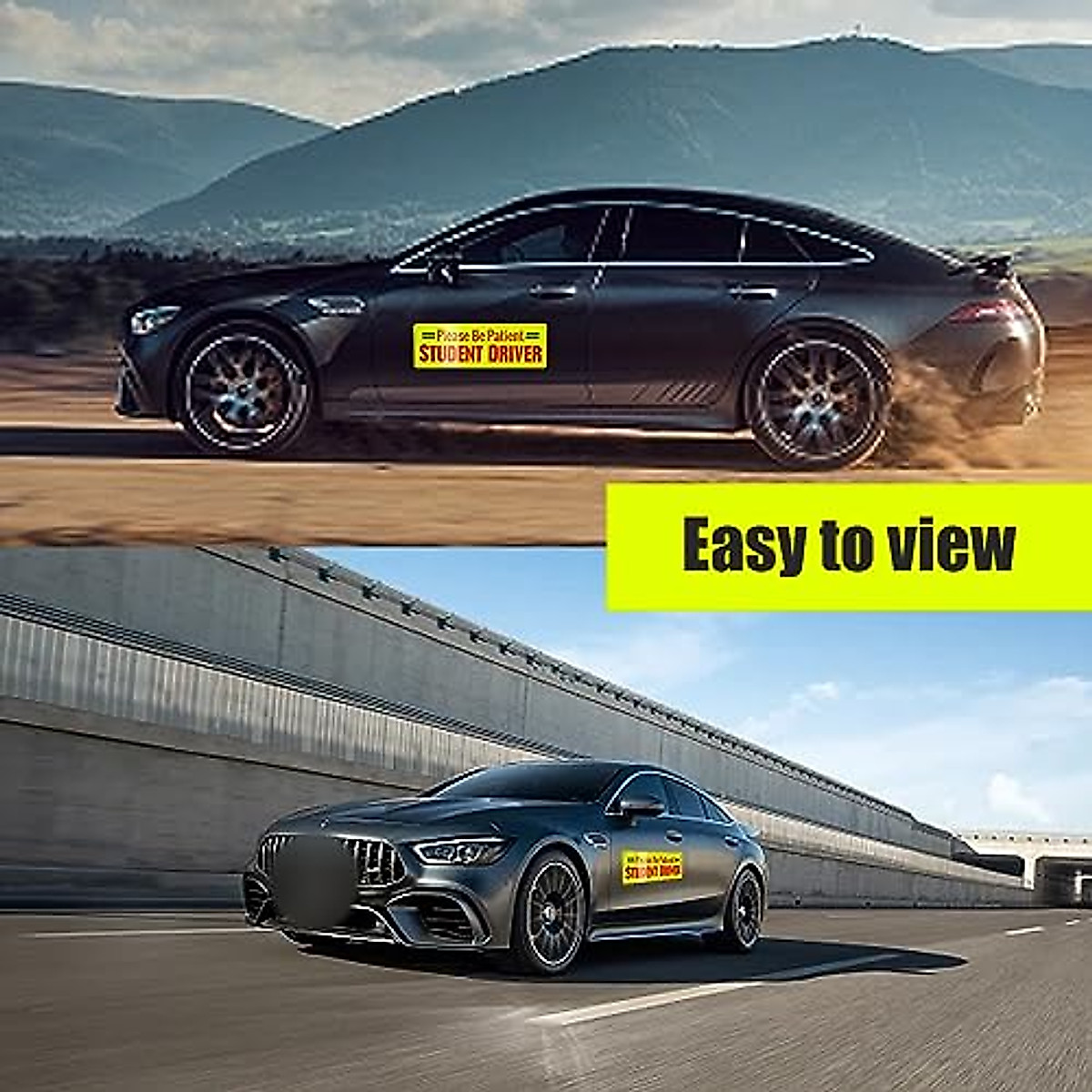 gunhunt 3 PCS Car Practice Reflective Car Tail Decals, 3.54" x 9.44" "Student Driver" Reflective Warning Body Decals, Essential Safety Accessories for Beginner Drivers (Red)