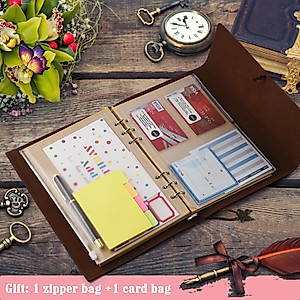 OMEYA Leather Journal Notebook, Refillable Writing Journal Diary Planner for Women Girls (Pink, A5-9.3''×6.3'')