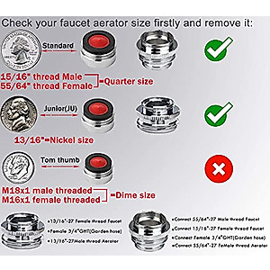 WHK Faucet to Hose Adapter,Multi-Thread Garden Hose Adapter,Kitchen Sink Faucet Adpater to Garden Hose,Brass Bathroom Aerator Adapter for Male to Male and Female to Male,Chrome,2-Pack (AxB)