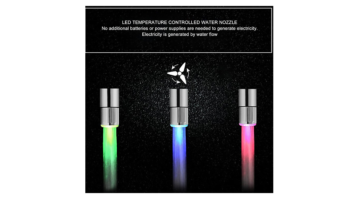 LED Water Faucet Head - Color Changing Kit for Kitchen & Bath