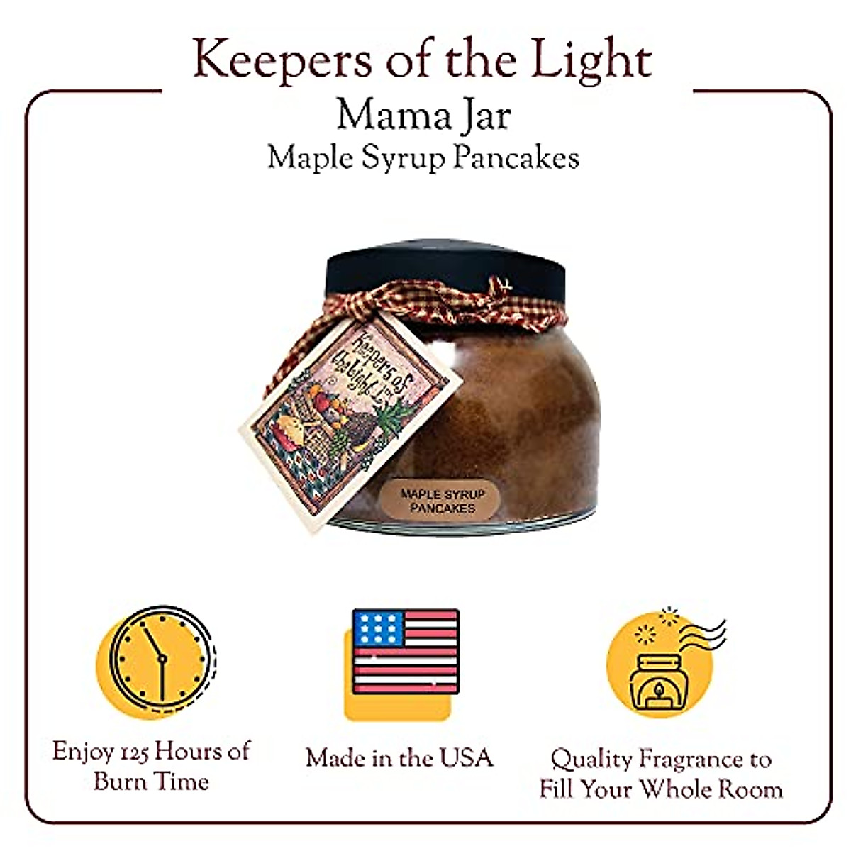 A Cheerful Giver - Maple Syrup Pancakes Mama Scented Glass Jar Candle (22oz) with Lid & True to Life Fragrance Made in USA