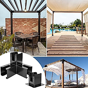 Stainless Steel Woodwork Pergola Kit - 3-Way Right Angle Corner Bracket 4x4 Metal Pergola Brackets DIY KIT - Gazebo Wood Kit Post Base Bracket Anchors Supplied by IWONGO