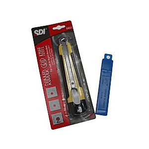 SDI-5431 Snap-off Utility Knife with 12 Set of Sk2+cr Blades, 18mm Heavy Duty Rubber Grip Cutter for Right or Left Handed User