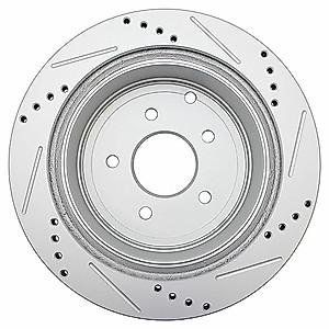 VIRAZE 2pcs Disc Brake Rotor Set Rear Left Driver and Right Passenger Side Coated Cast Iron Performance Drilled and Slotted 2882970058