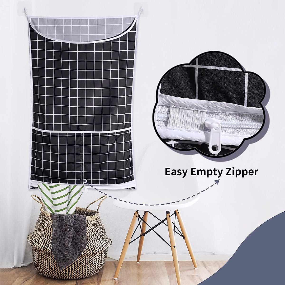 Hanging Laundry Hamper Bag with Adjustable Stainless Steel Door Hooks Best Choice for Holding Dirty Clothes and Saving Space