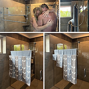 Insieme Extra Wide Over The Door Towel Rack for Bathroom, Two Tier Towel Hanger for 36 inch Door or 32.5 inch Plus Glass Shower Wall or Shower Door (Frameless or Frame to 2") Stylish, Stainless Steel