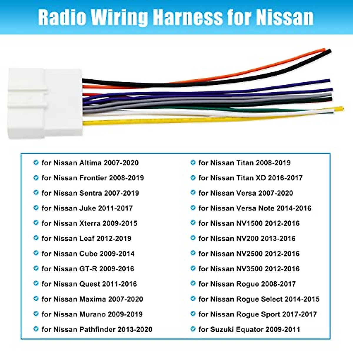 Fiegromech Car Radio Stereo Wiring Harness Adapter Replacement for Nissan Subaru Infiniti Aftermarket Car CD DVD Head Unit Wire Cable