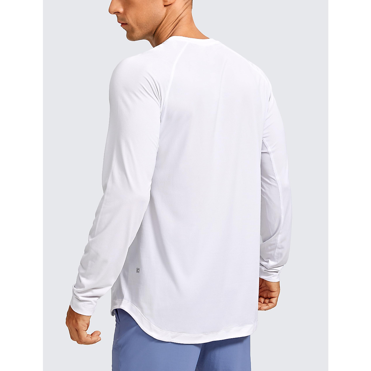 CRZ YOGA Lightweight Long Sleeve Shirts for Men Moisture Wicking Quick Dry Shirt Workout Running Basic Tee Tops White Large