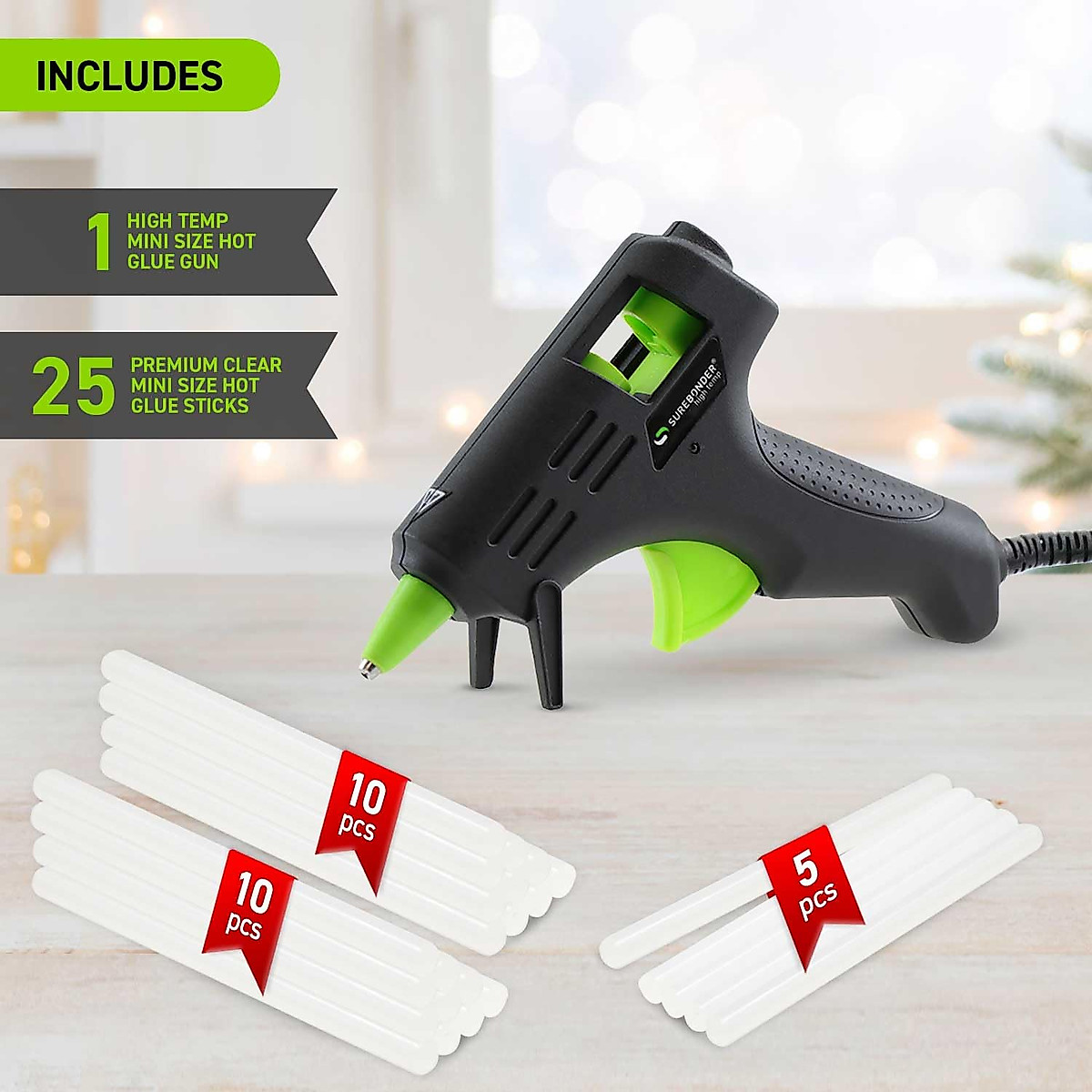 Hot Glue Gun, Surebonder Mini Size 10W High Temperature Glue Gun Kit with 25 Glue Sticks