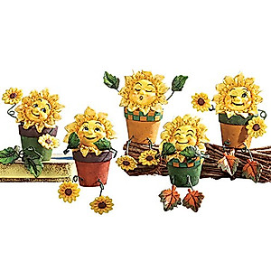 Collections Etc Collectible Sunflower Shelf Sitters - Set of 5 Yellow