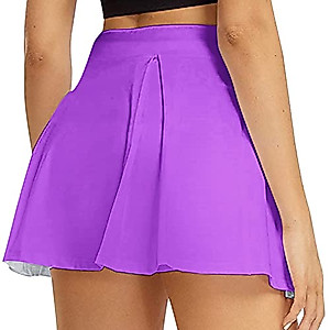 DGZTWLL White Dress Pants for Women Yoga Tennis Skirts for Women High Waisted Modest Golf Athletic Activewear Skorts Mini Summer Workout Running Shorts(F1-Purple,XX-Large)