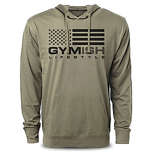 Workout Shirts for Men, Gymish American Flag Gym Shirt, Funny Lifting T-Shirt (LG, Gymish Flag Hoodie)