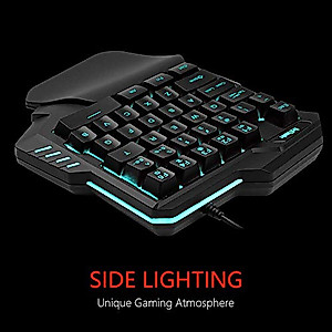 RedThunder One Handed Gaming Keyboard RGB Backlit 35 Keys Portable Mini Gaming Keypad Ergonomic Game Controller for PC Gamer