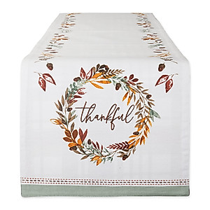 DII Thankful Autumn Collection Fall Tabletop Decoration, Reversible Table Runner, 14x108, Fall's Bounty