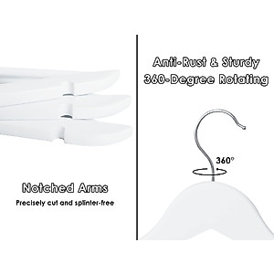 StorageWorks White Wood Hanger, Natural Wood Hangers 20 pack, White Wooden Hangers for Closet, Wooden Coat Hangers for Coats, Shirts, Bridesmaid Suits, Wedding Dress