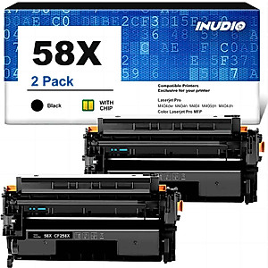 INUDIO Compatible Toner Cartridge Replacement for HP 58X CF258X 58A CF258A Toner Cartridge to Use with HP Laserjet Pro M404n M404dn M404dw MFP M428fdw M428dw M428fdn Printer(Black,2 Pack)