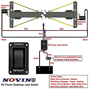 NOVINO Power Stabilizer Switch,Waterproof Electric Jack Switch for RV Camper Travel Trailer, Exact Replacement for Power Stabilizer Extend/Retract Switch with Wiring Harness