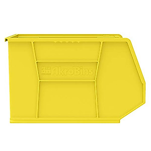 Akro-Mils 30270 AkroBins Plastic Hanging Stackable Storage Organizer Bin, 18-Inch x 16-Inch x 11-Inch, Yellow, 3-Pack